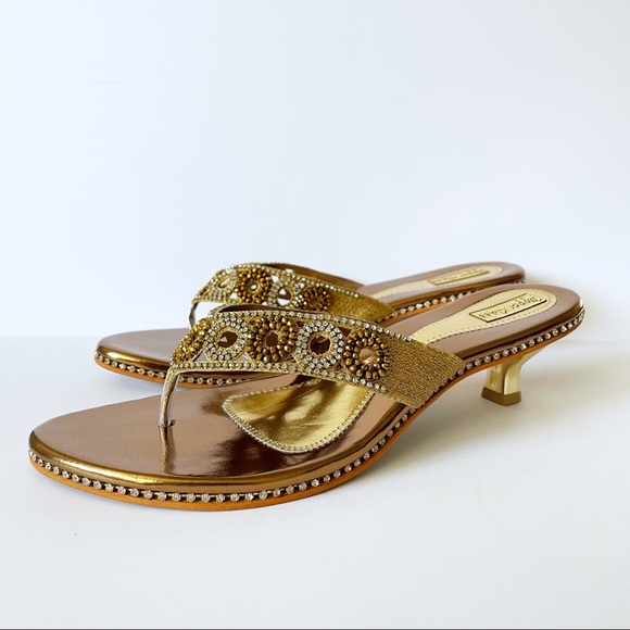 Indian | Shoes | New Upper Klass Gold Indian Bridal Party Rhinestone ...